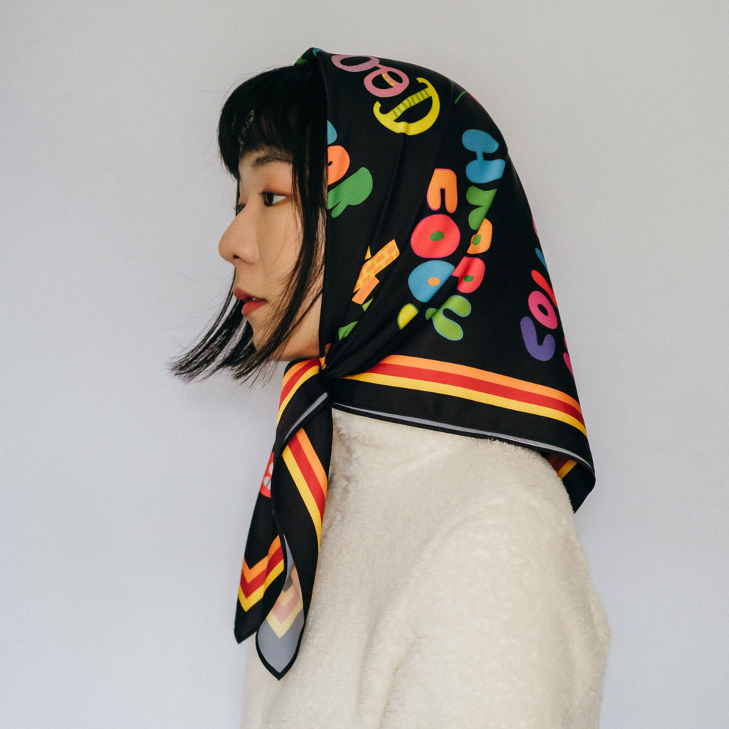 Snackfood Lettering scarf - satin – Snackfood Design
